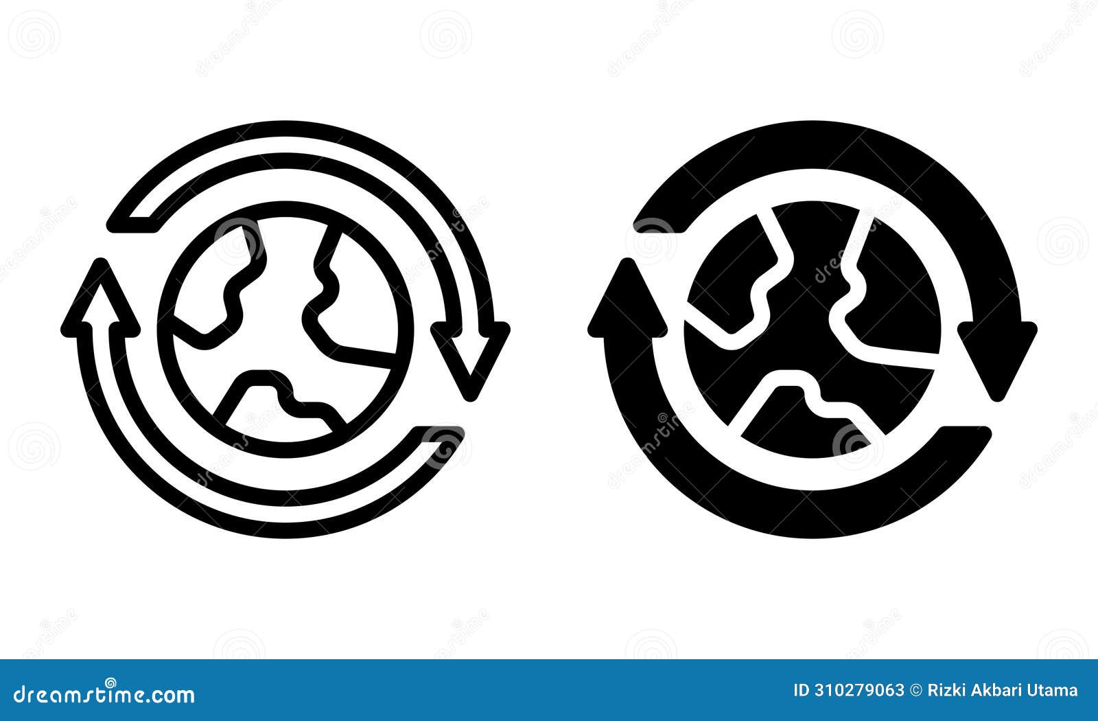 Earth Rotation Icon with Outline and Glyph Style. Stock Vector ...