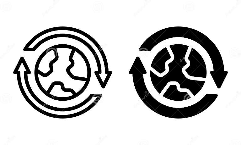 Earth Rotation Icon with Outline and Glyph Style. Stock Vector ...