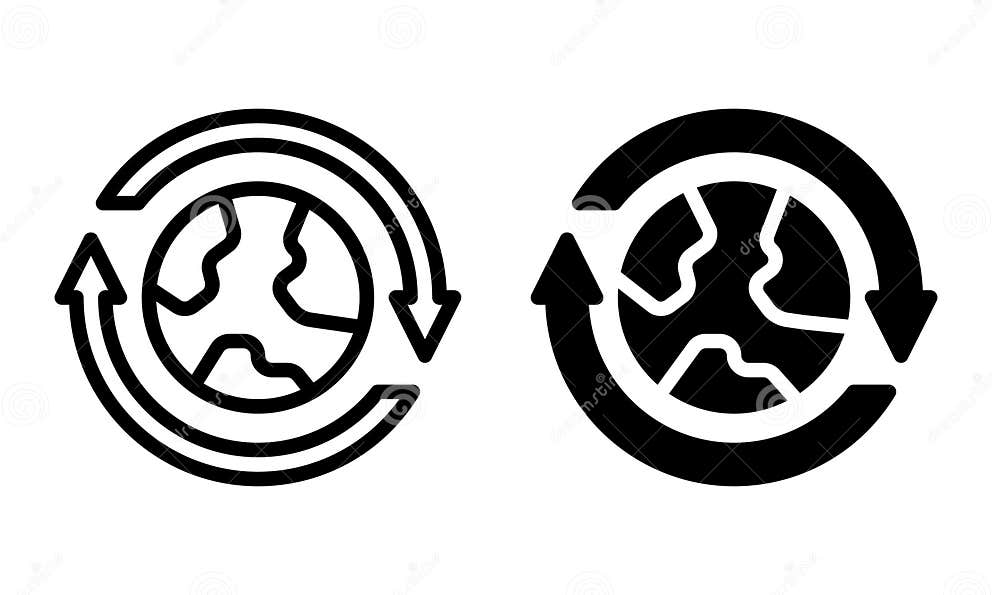Earth Rotation Icon with Outline and Glyph Style. Stock Vector ...