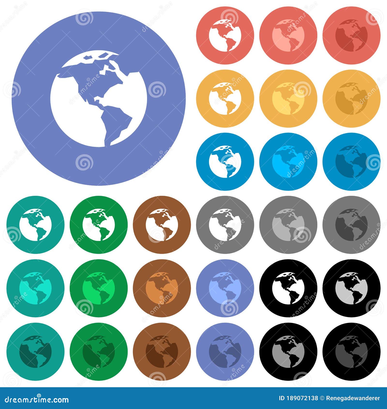 Earth Round Flat Multi Colored Icons Stock Vector - Illustration of ...