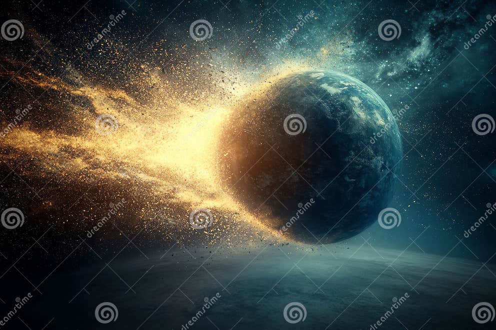Earth S Annihilation. Apocalypse Scenario. 3D Visualization Stock Photo ...