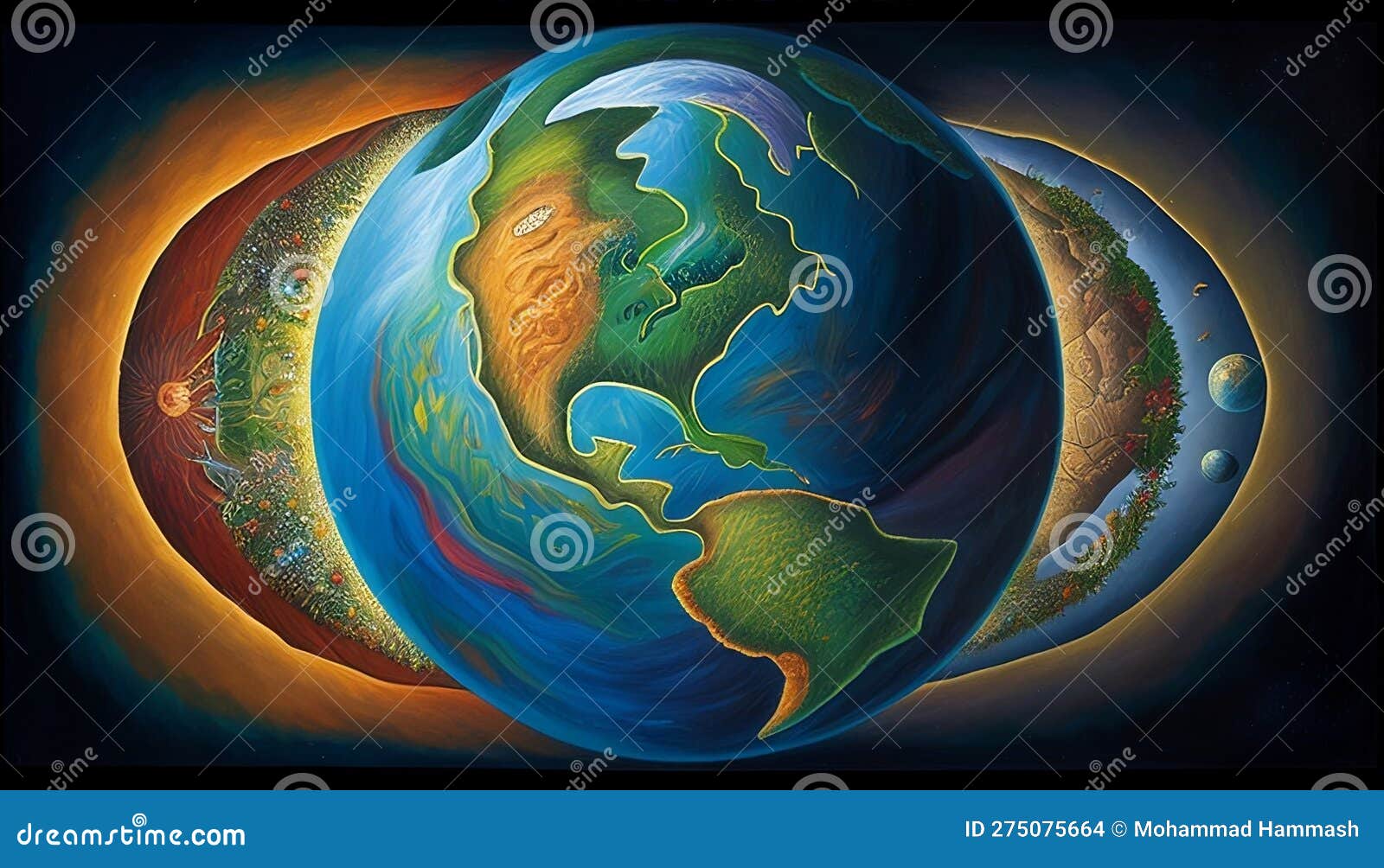 Earth S Evolution: a Timeless Painting Made with Generative AI Stock ...