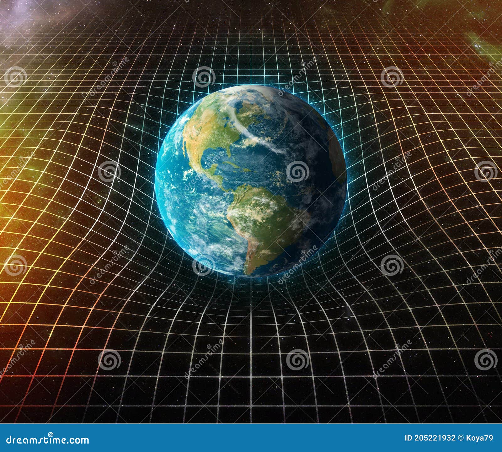 Earth`s Gravity Bends Space Around it 3d Rendering Stock Illustration ...