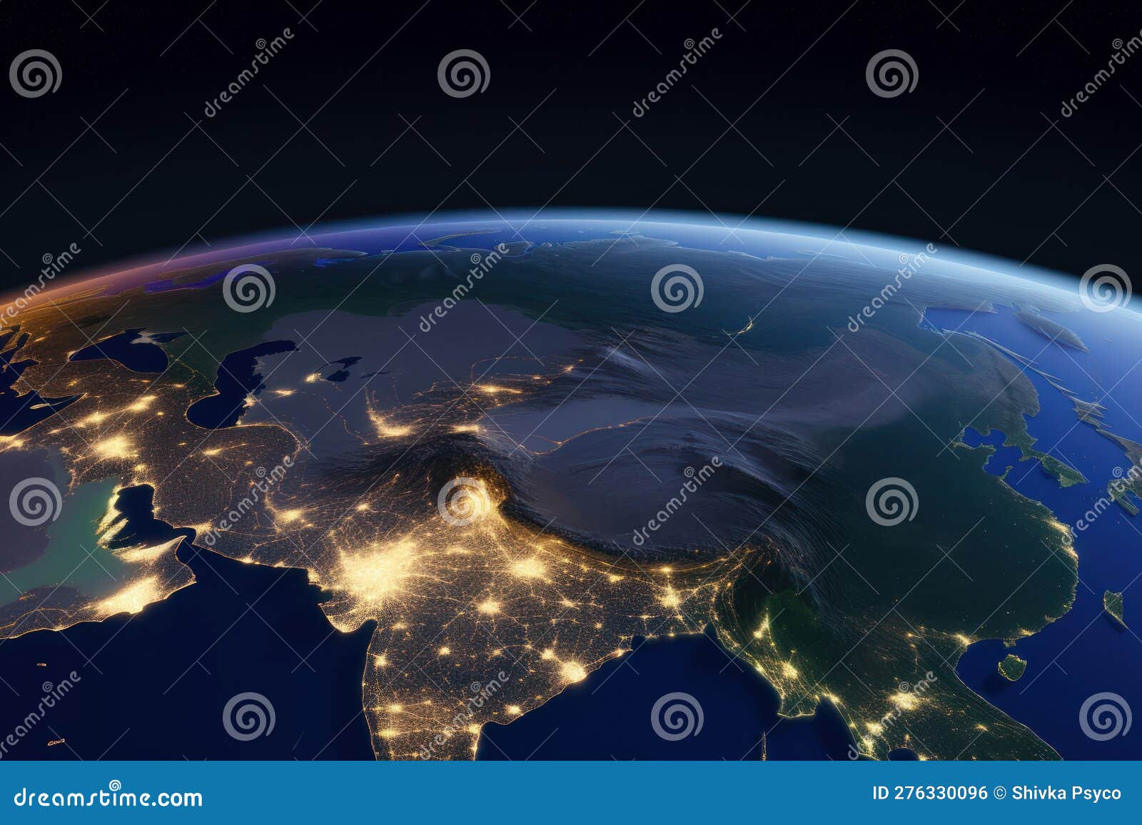 Earth S Neon Light Source is Shown at Night Generative AI Stock ...