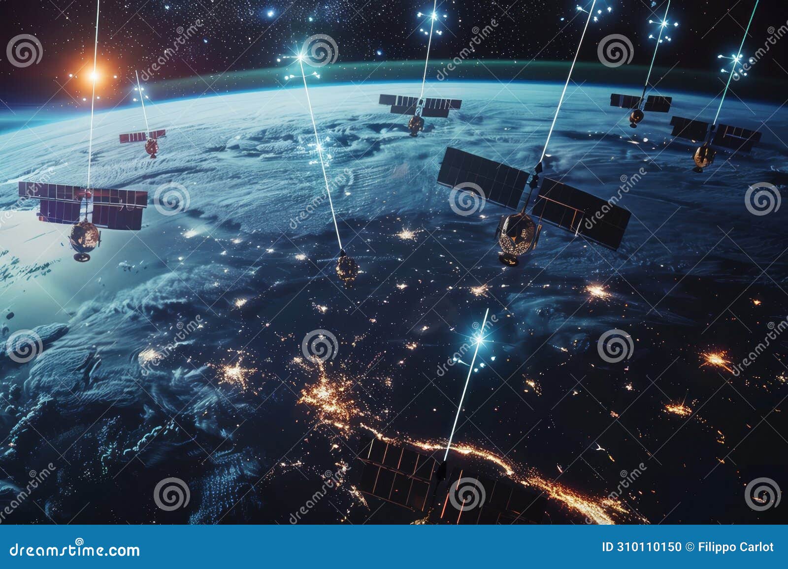Earth s Satellite Network stock photo. Image of connectivity - 310110150