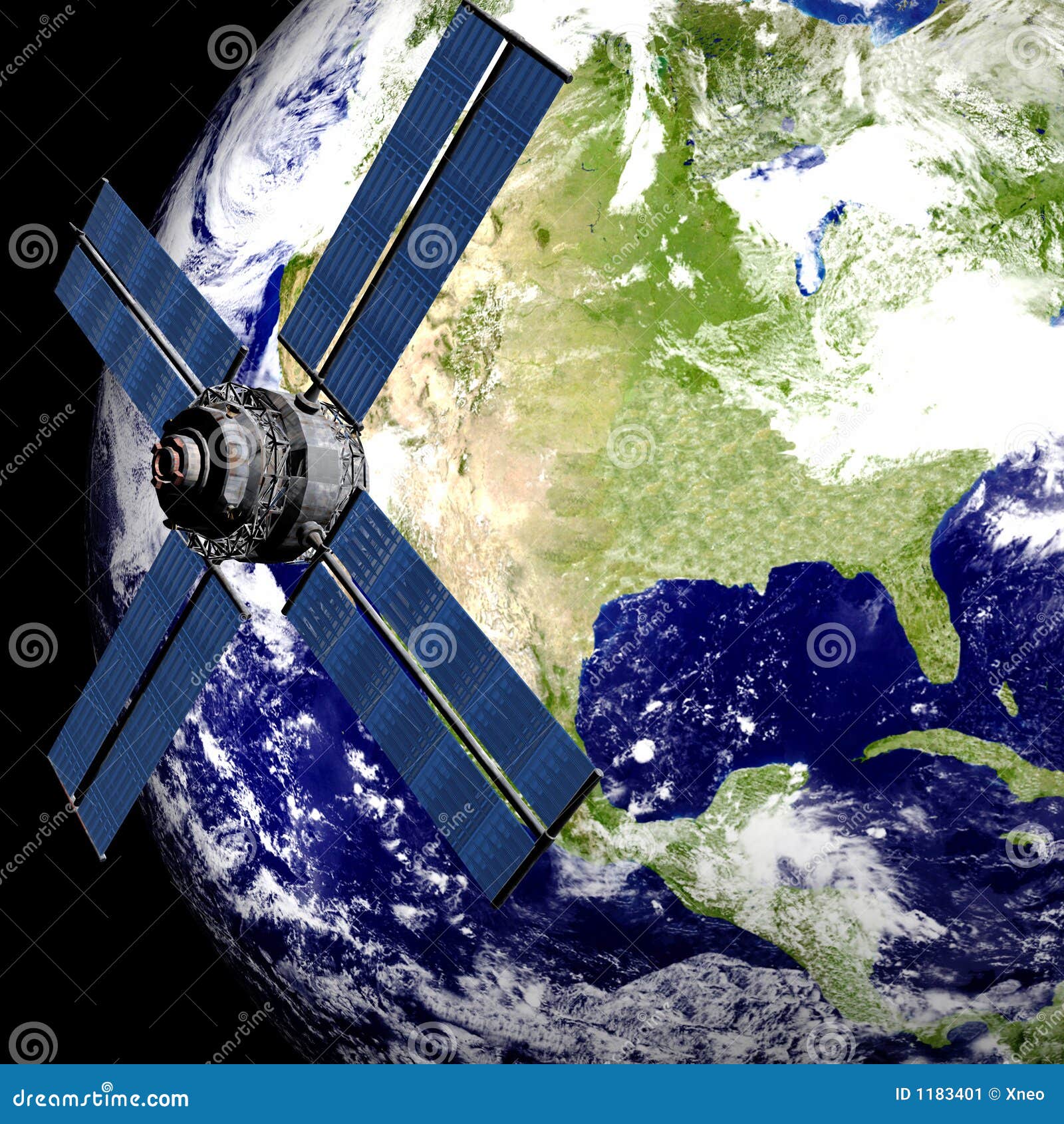 Earth with Satellite stock illustration. Illustration of sphere - 1183401
