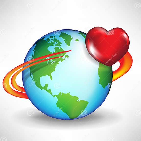 Earth and satellite heart stock vector. Illustration of orbital - 22439373