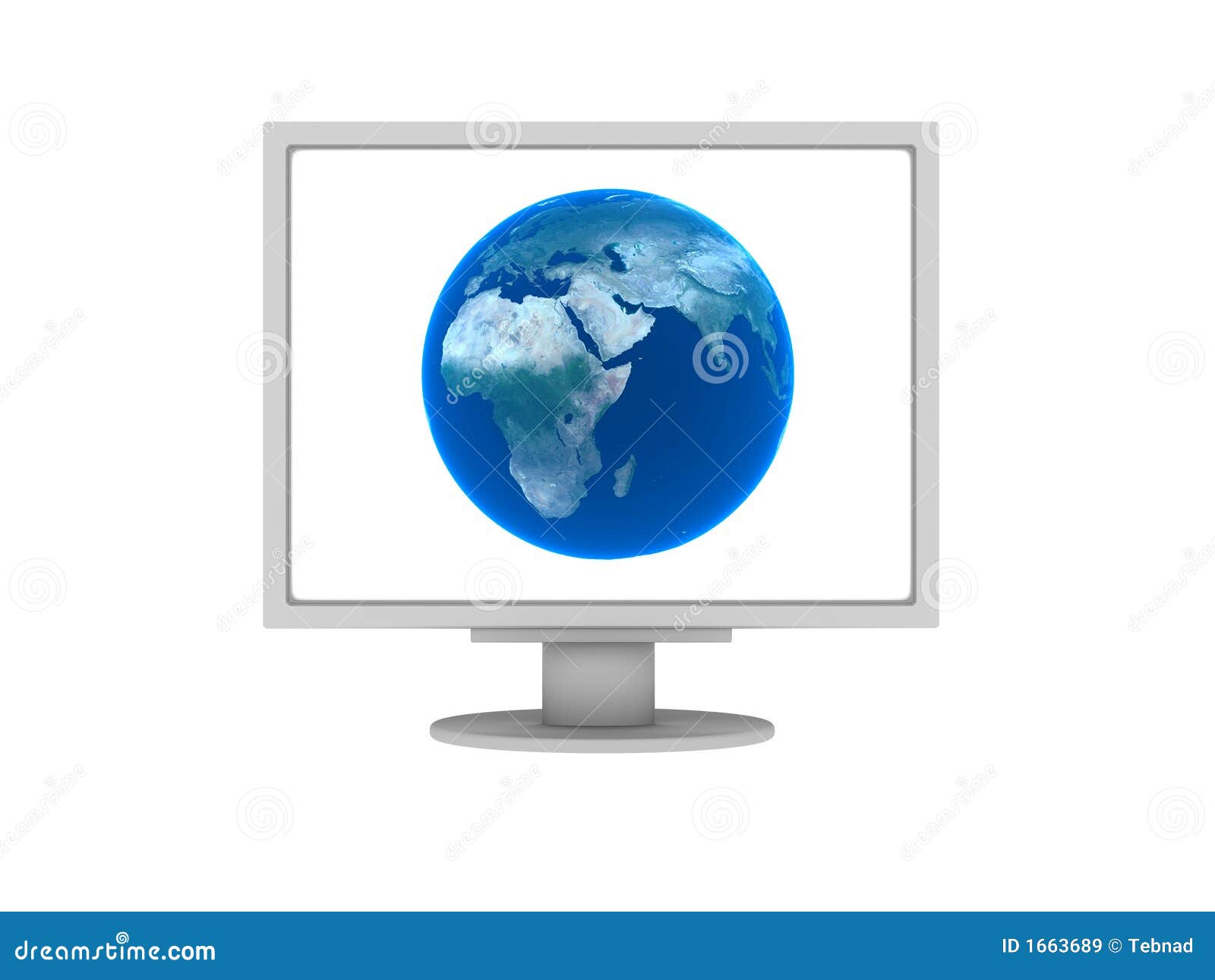 Earth on Screen of Computer Stock Illustration - Illustration of ...