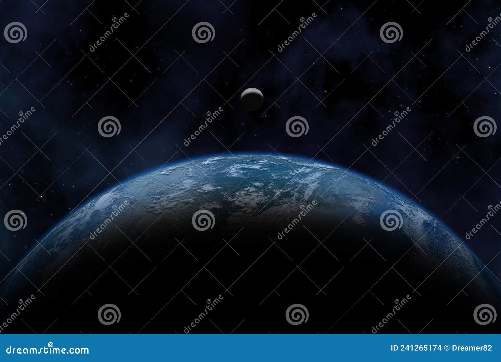 Earth Seen from a Distance in Space Stock Illustration - Illustration ...