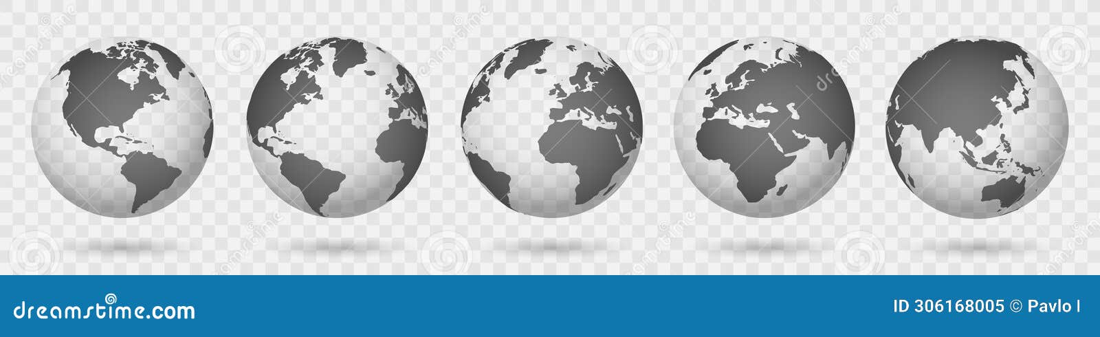 Earth Set 3D Globes With World Maps, Set Earth Globe Hemispheres With ...