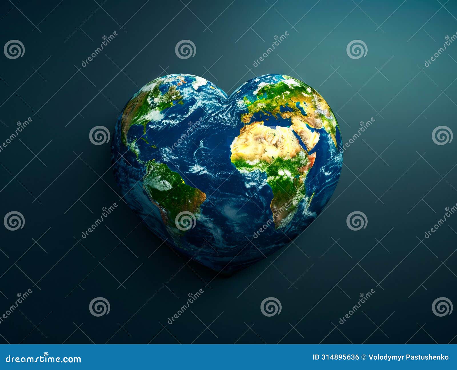 Earth in the Shape of a Heart Stock Photo - Image of generated, globe ...