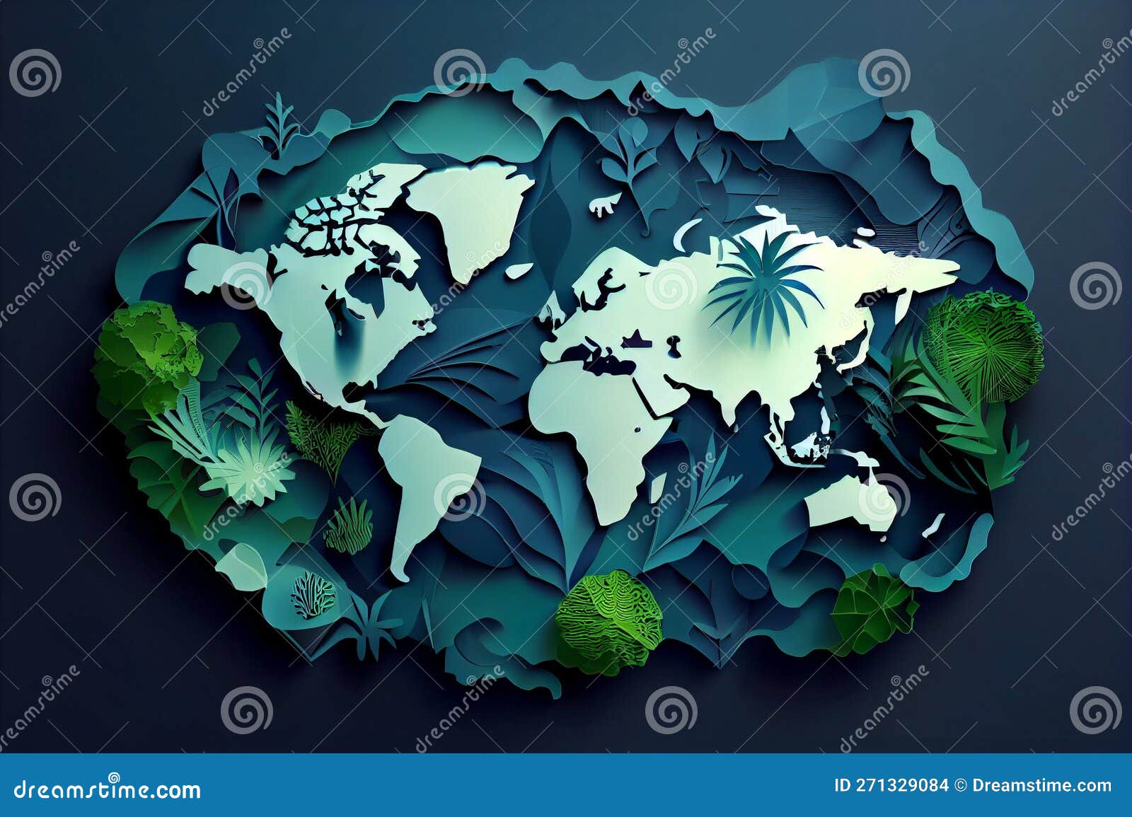 Earth Shapes with Trees Water and Shadow. Save the Earth Concept ...