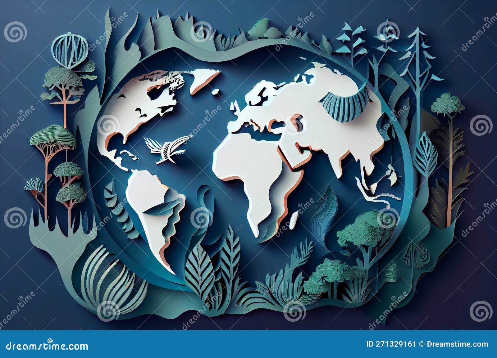 Earth Shapes with Trees Water and Shadow. Save the Earth Concept ...