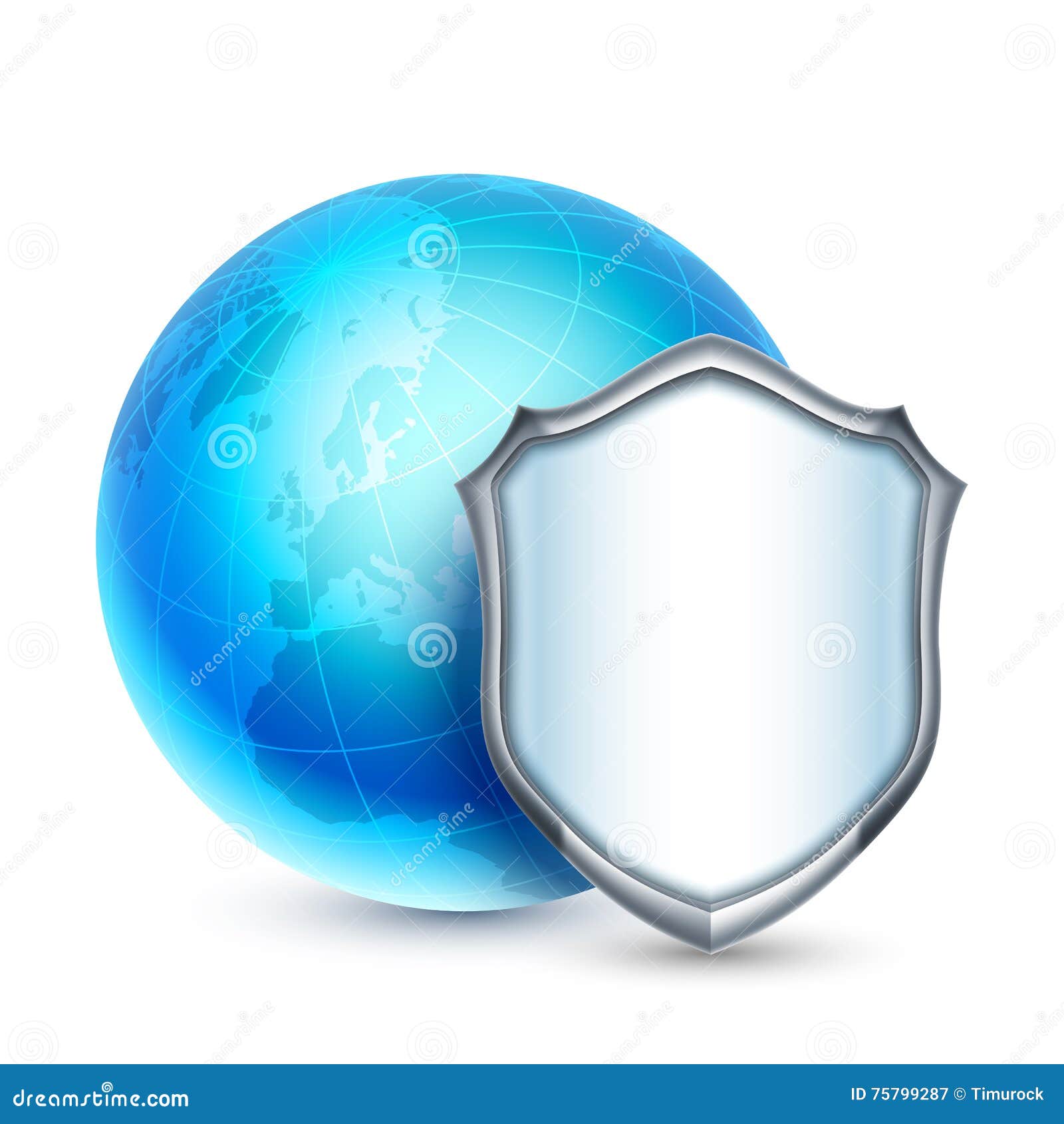 Earth and Shield Icon stock vector. Illustration of safety - 75799287