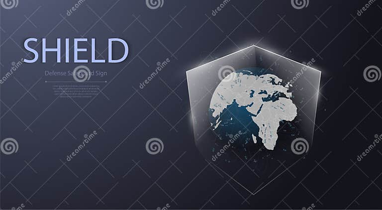 Earth and Shield Icon.Protected Guard Shield Security Concept Security ...