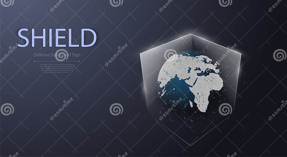 Earth and Shield Icon.Protected Guard Shield Security Concept Security ...