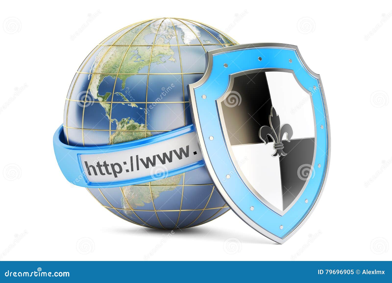 Earth with Shield, Internet Concept. 3D Rendering Stock Illustration ...