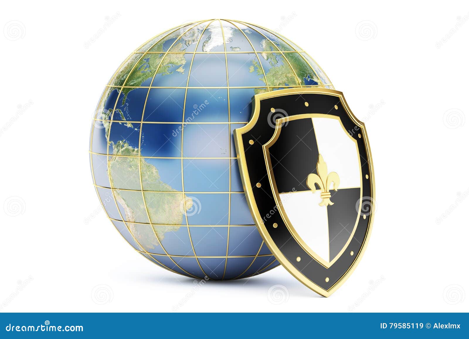 Earth With Shield, Protect Concept. 3D Rendering Stock Photography ...