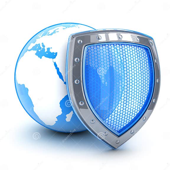 Earth and shield security stock illustration. Illustration of secure ...