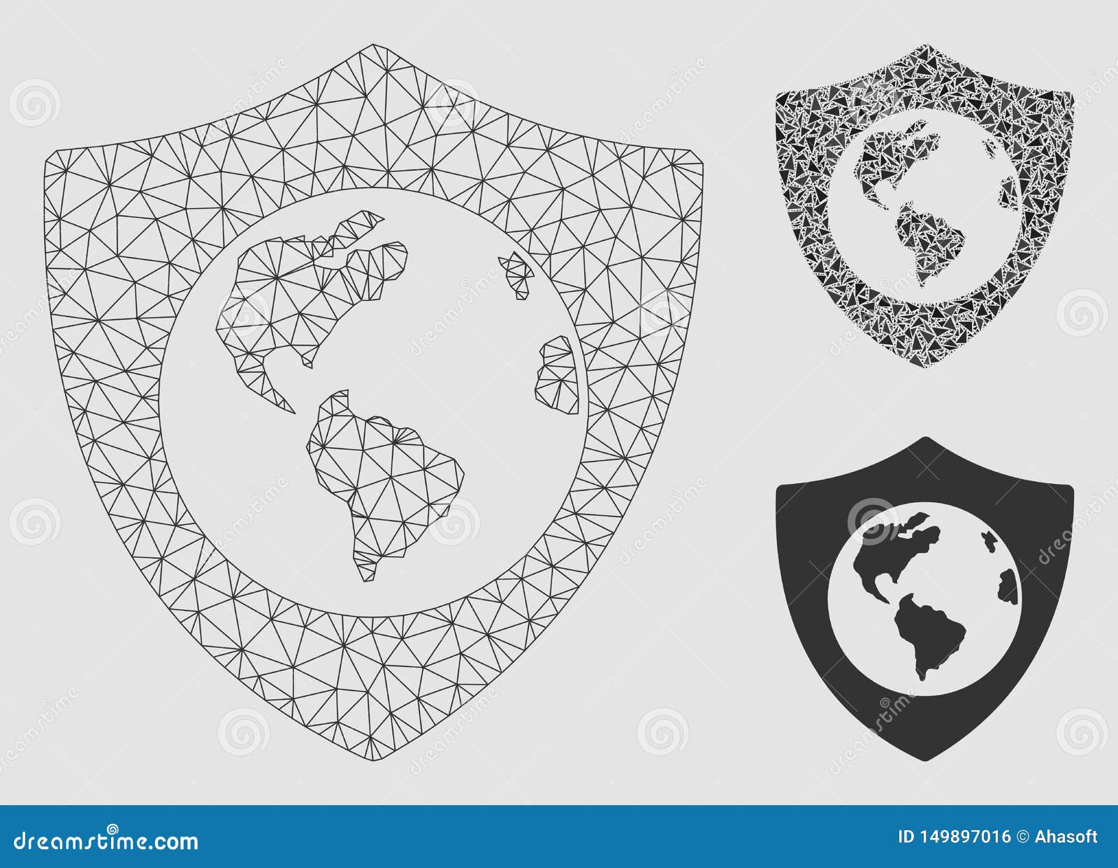 Earth Shield Vector Mesh 2D Model and Triangle Mosaic Icon Stock Vector ...