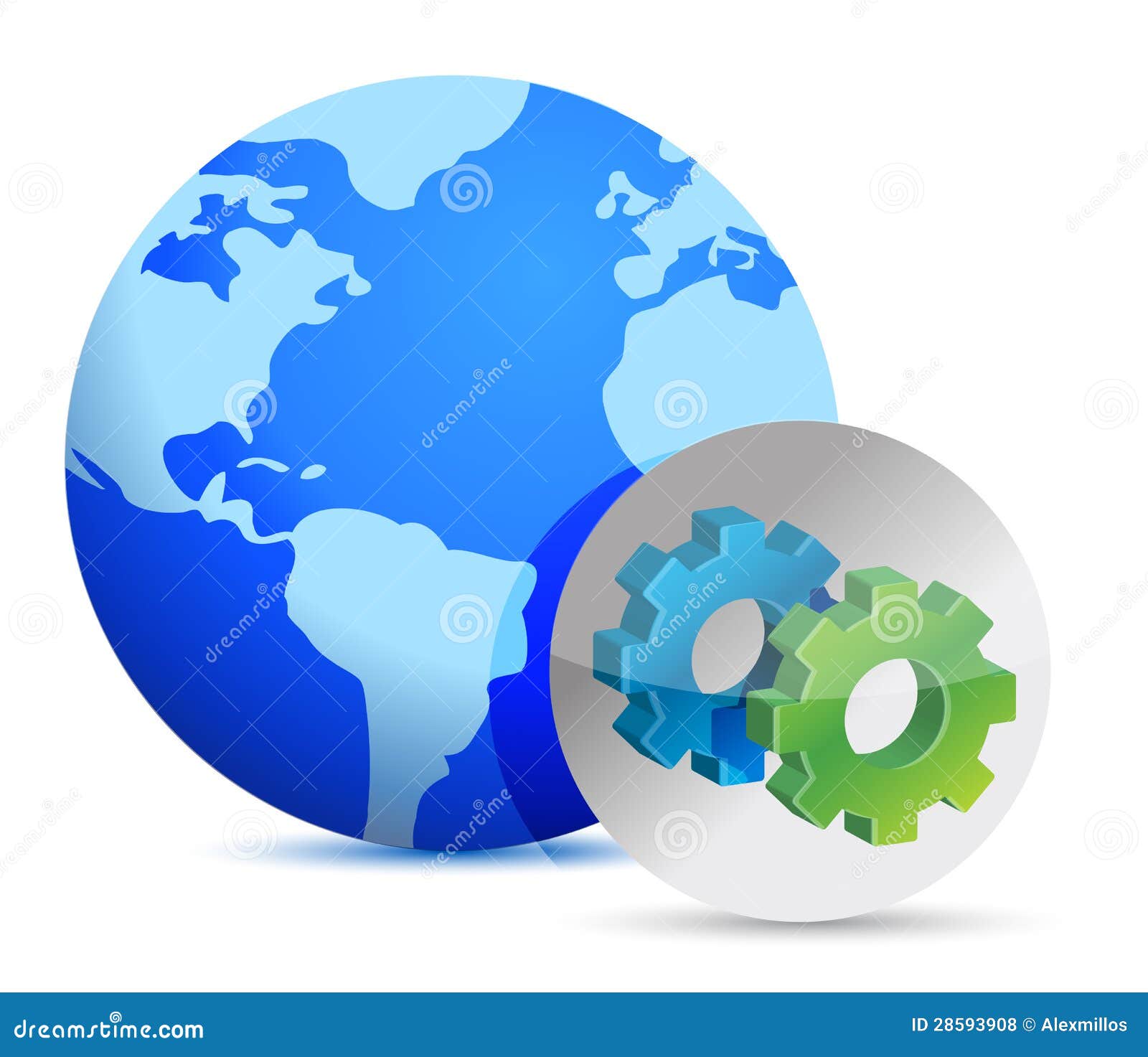 Earth and Sign Showing Gears. Stock Illustration - Illustration of ...