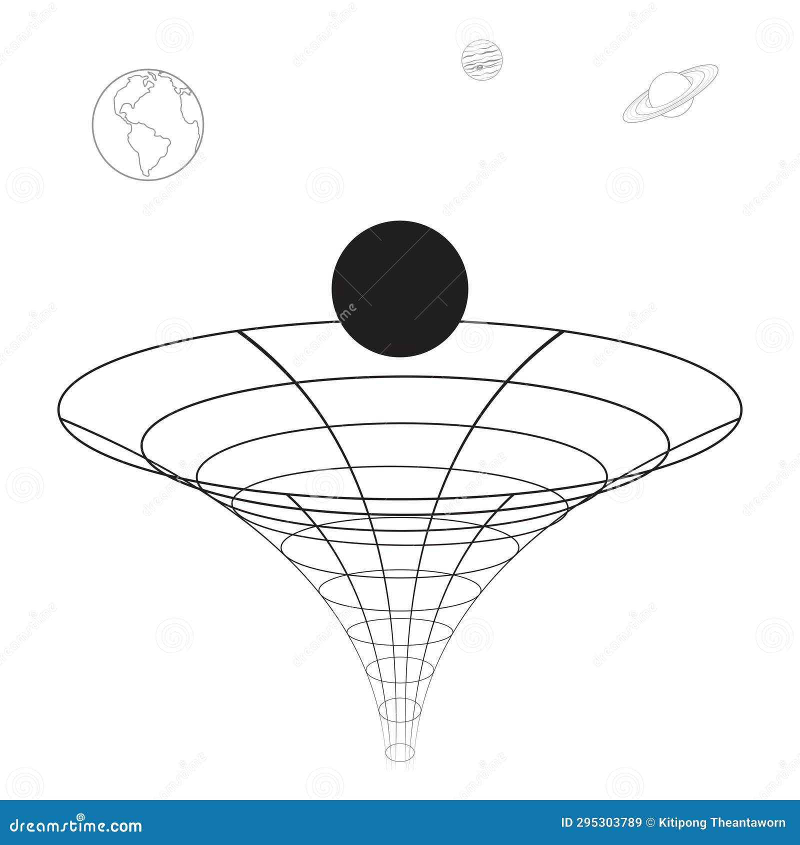 Abstract Art Line Design. Mass Gravity Concept. Black Hole Singularity ...
