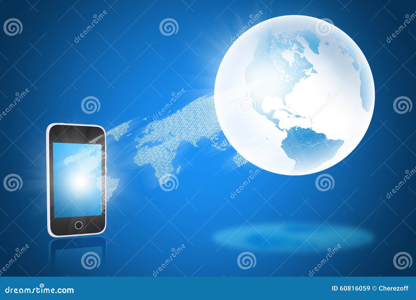 Earth with Smartphone and World Map Stock Image - Image of touchscreen ...
