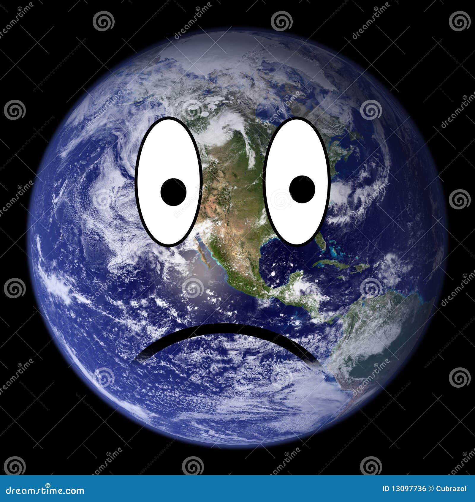 Earth smiley unhappy stock illustration. Illustration of help - 13097736