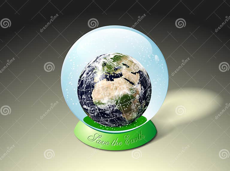 Planet Earth in snow globe stock illustration. Illustration of earth ...