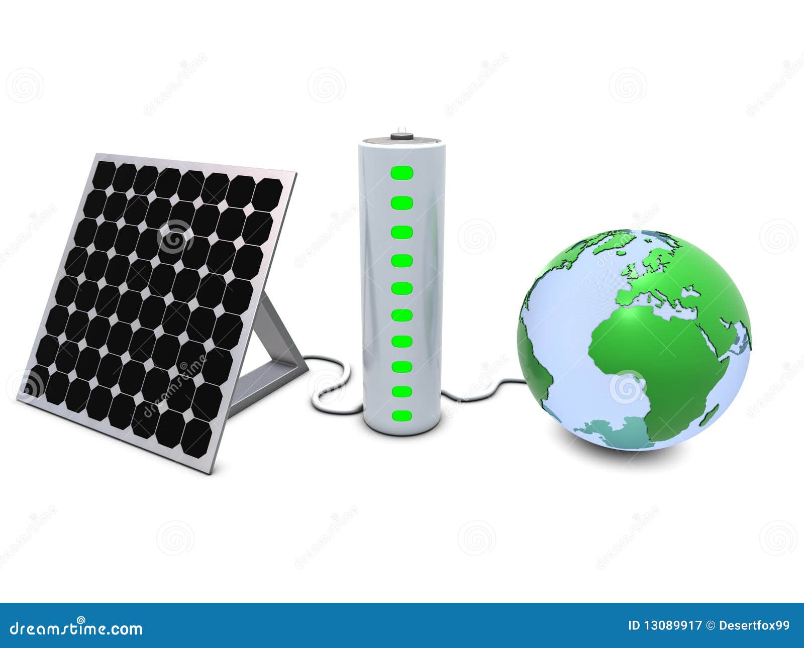 Earth, Solar Panel and Battery Stock Illustration - Illustration of ...