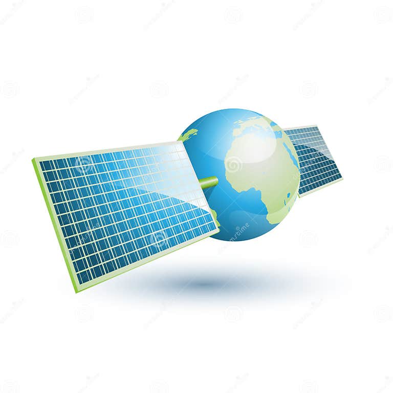 Earth with solar panels stock vector. Illustration of planet - 61642026