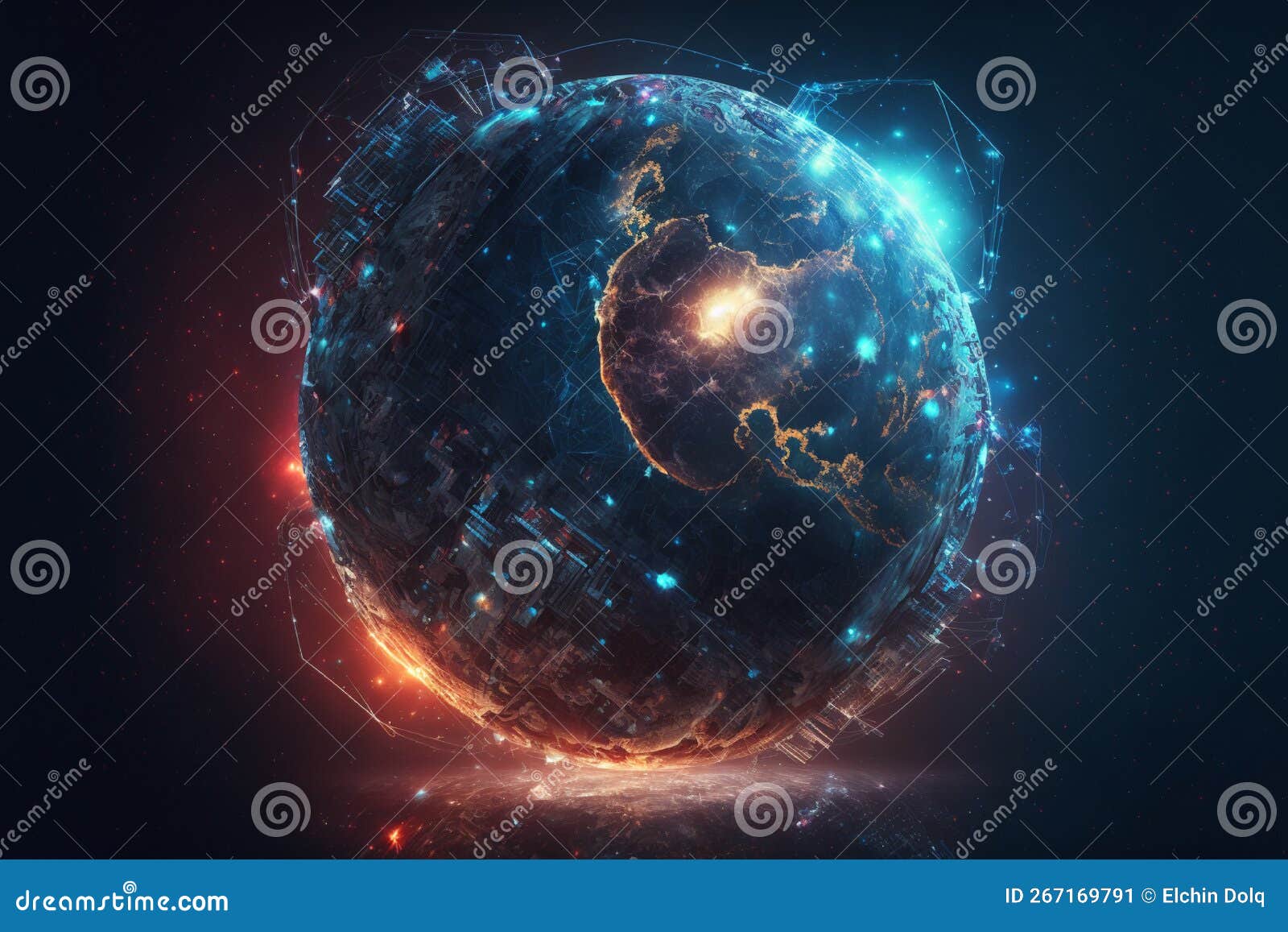 Earth in Space, Abstract Ai Generative Image Stock Illustration ...