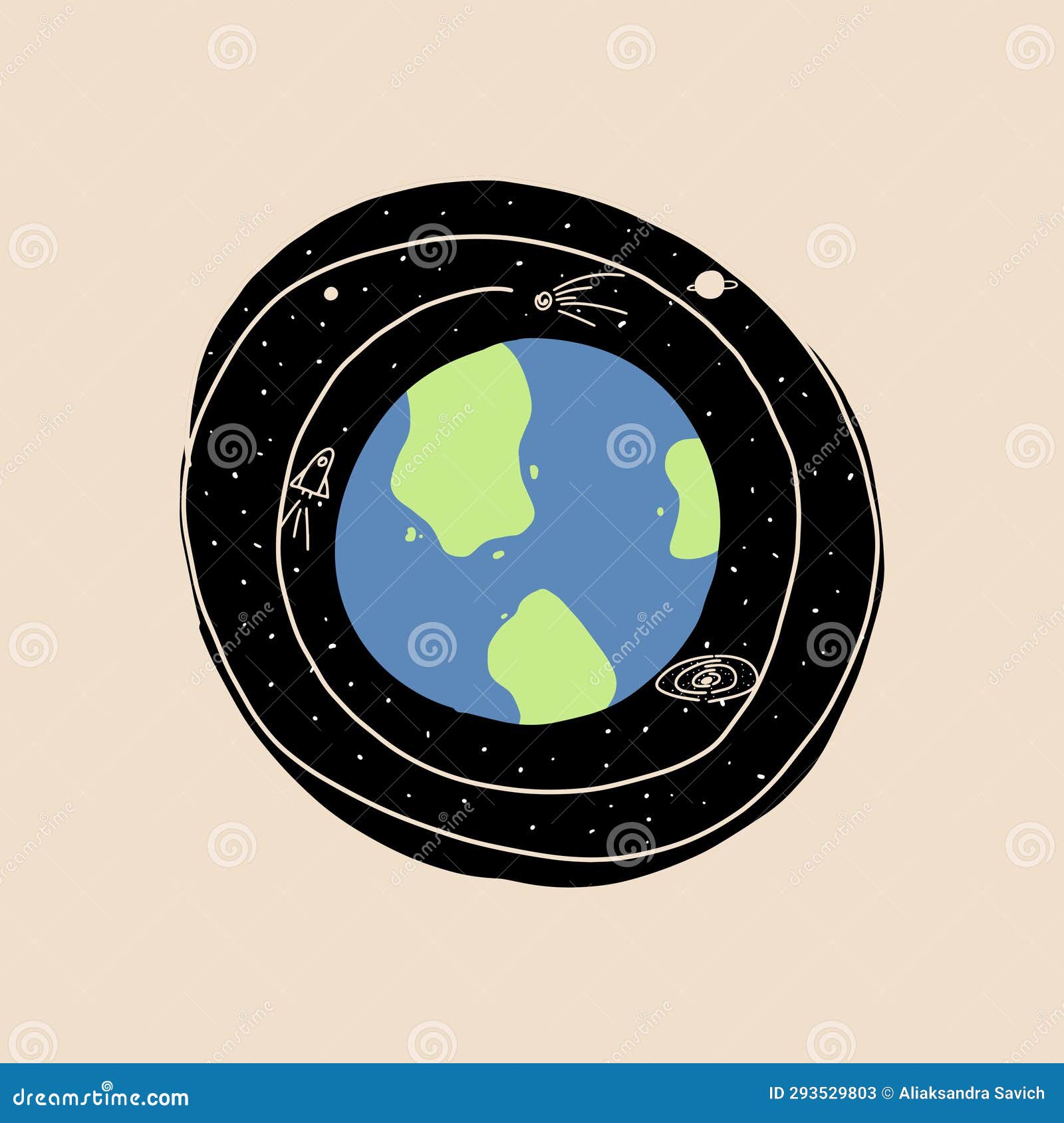 Earth in Space. Art Illustration Stock Vector - Illustration of earth ...
