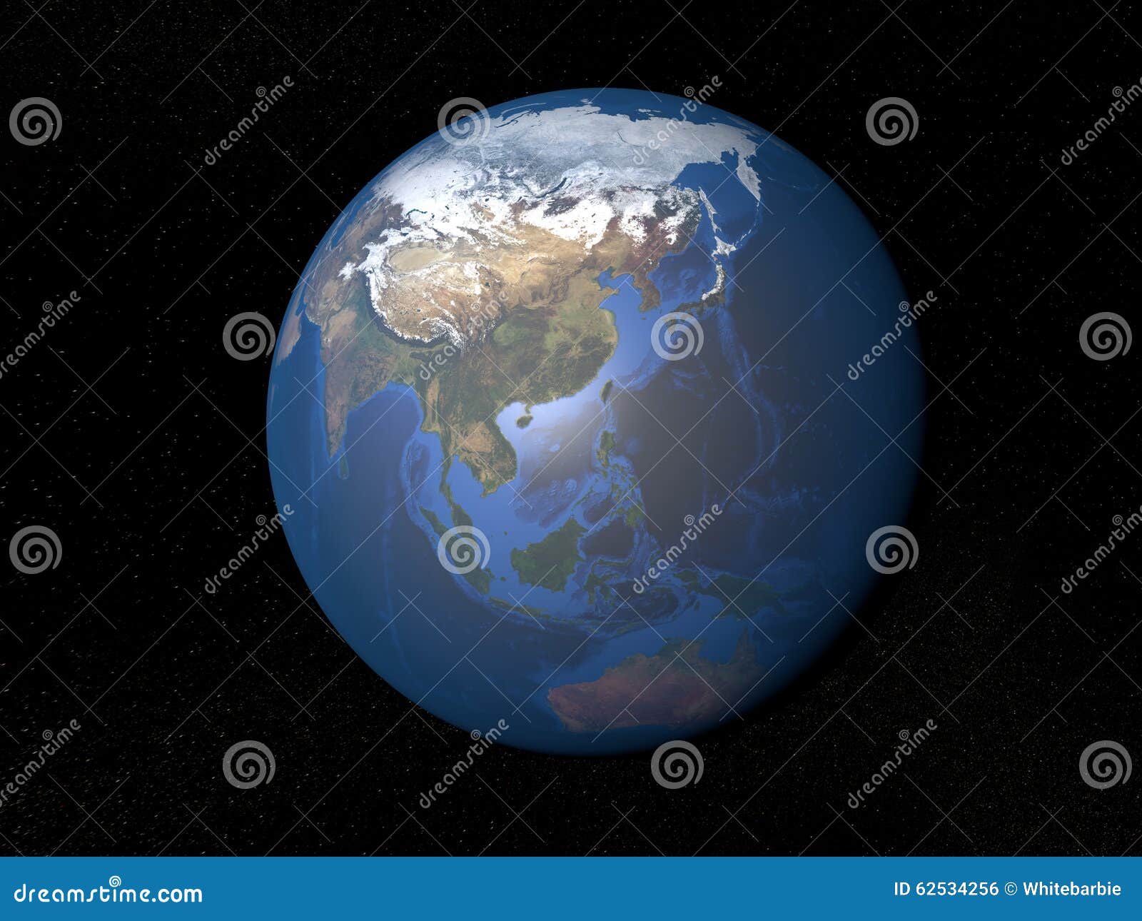 Earth from Space Asia without Clouds Stock Illustration - Illustration ...