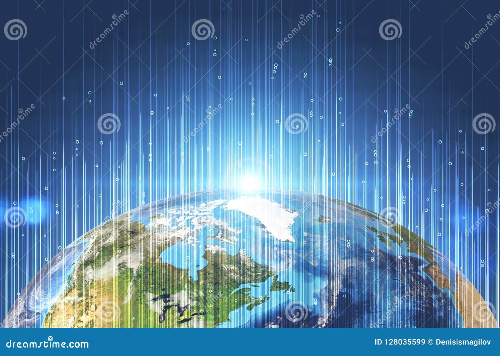 Earth in Space, Bubbles and Lines Stock Illustration - Illustration of ...