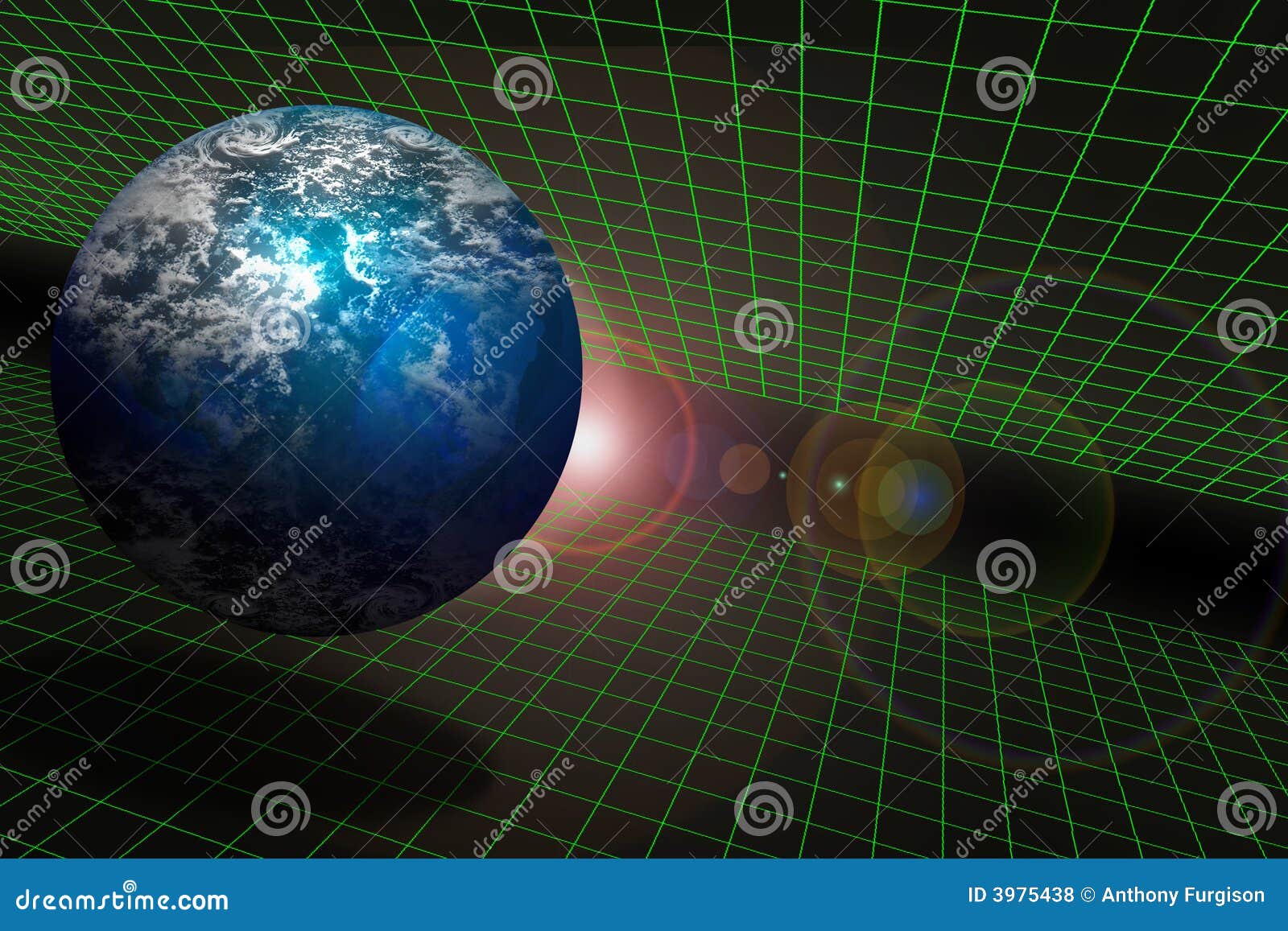 Earth and Space on a grid stock illustration. Illustration of design ...