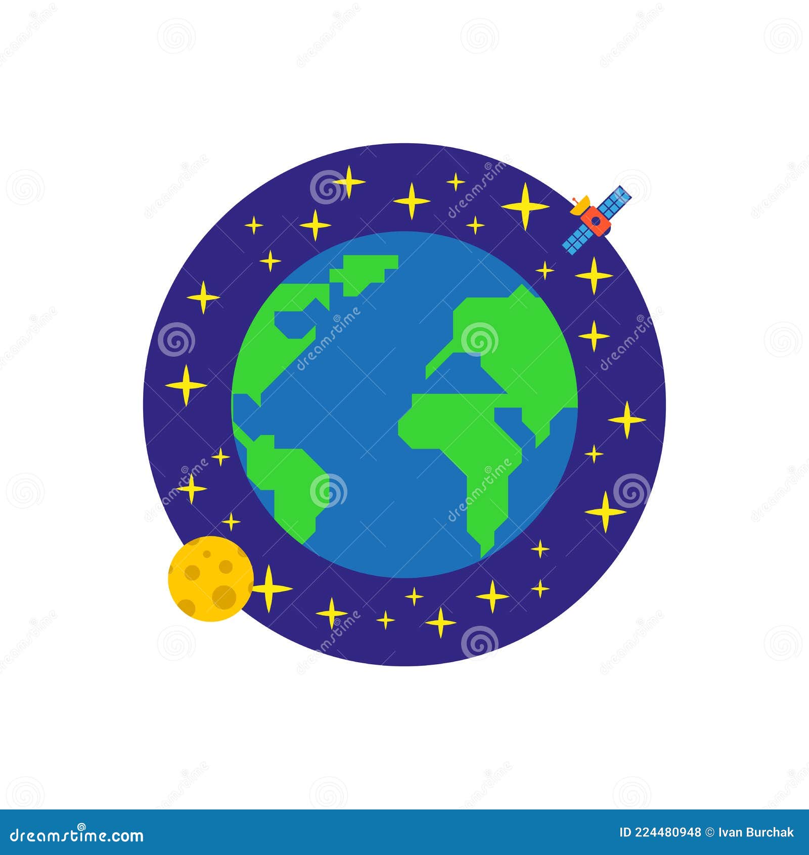 Earth in Space Icon. Vector Illustration Stock Vector - Illustration of ...