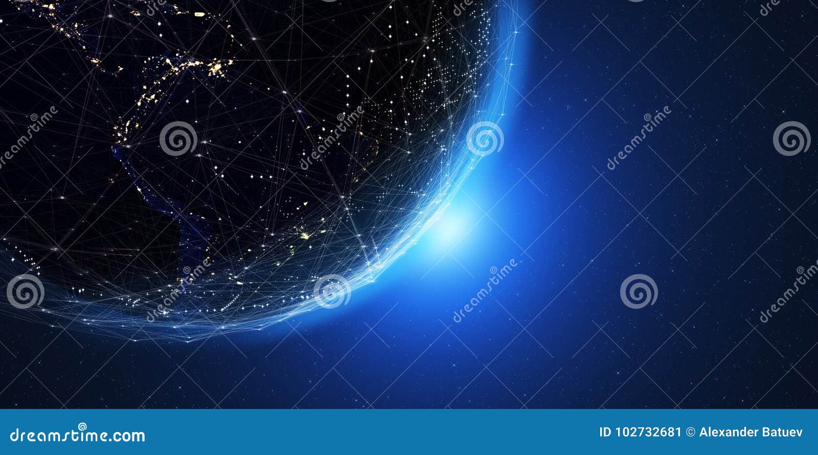 Earth from Space at Night with a Digital Communication System. 3 Stock ...