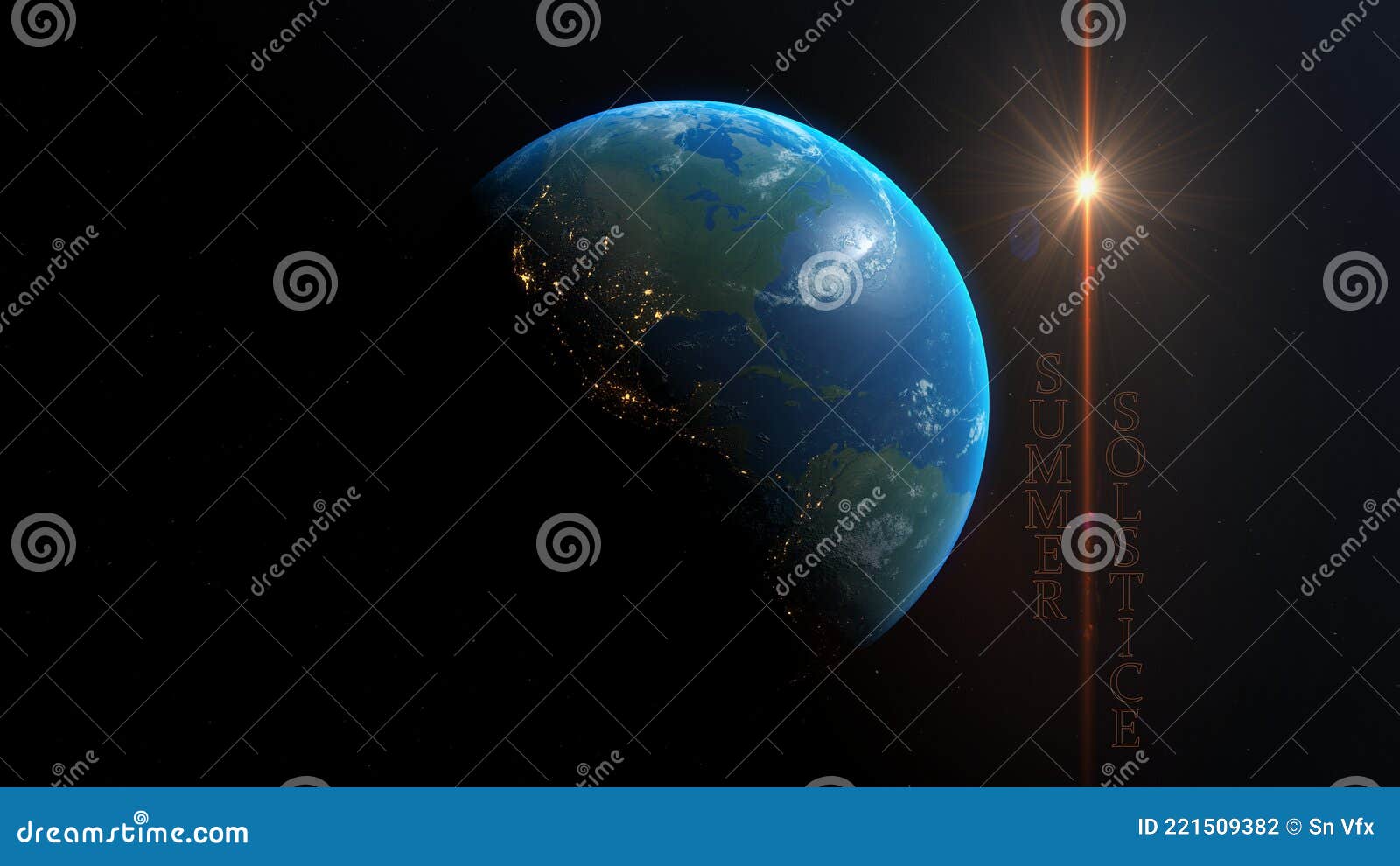 Earth in Space, Summer Solstice Stock Illustration - Illustration of ...