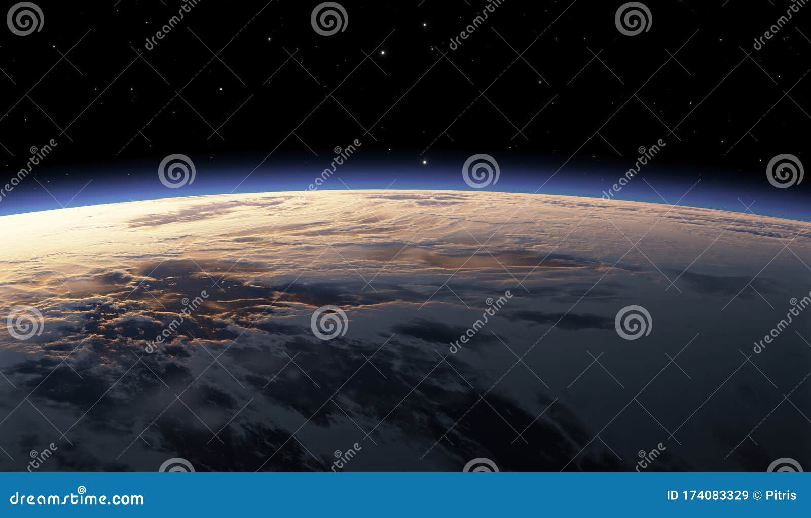 Earth from Space, Sunset or Sunrise Stock Illustration - Illustration ...