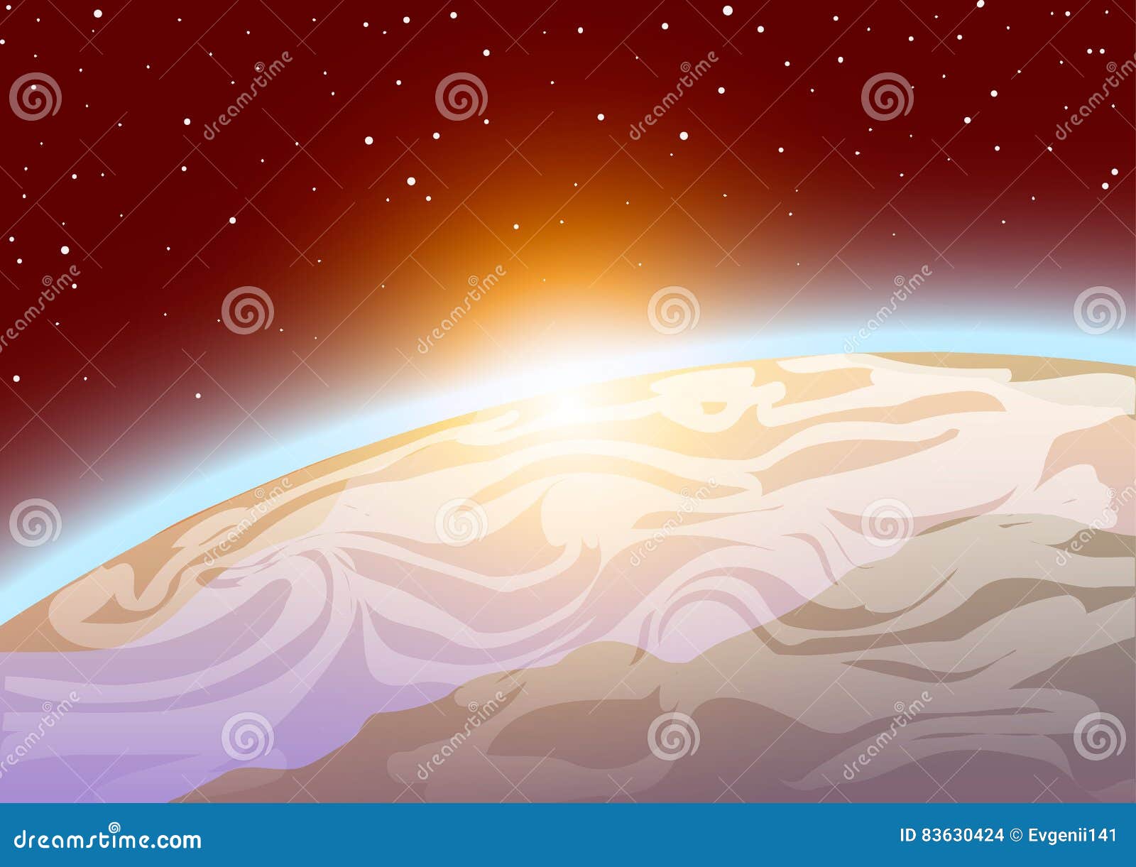 Earth from Space at Sunset. Stock Illustration - Illustration of shine ...