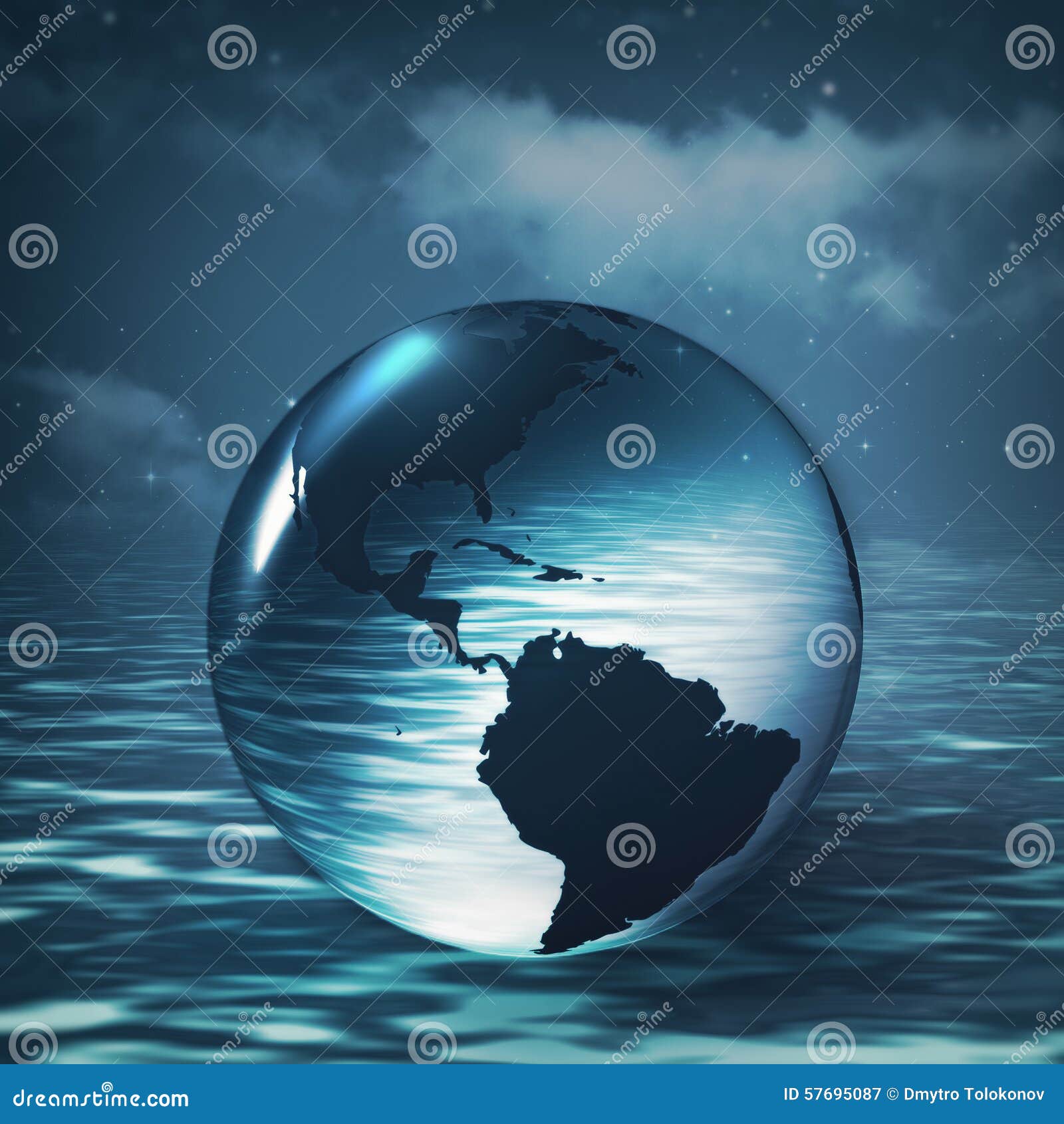 Earth Sphere Over Ocean Surface Royalty-Free Stock Photography ...