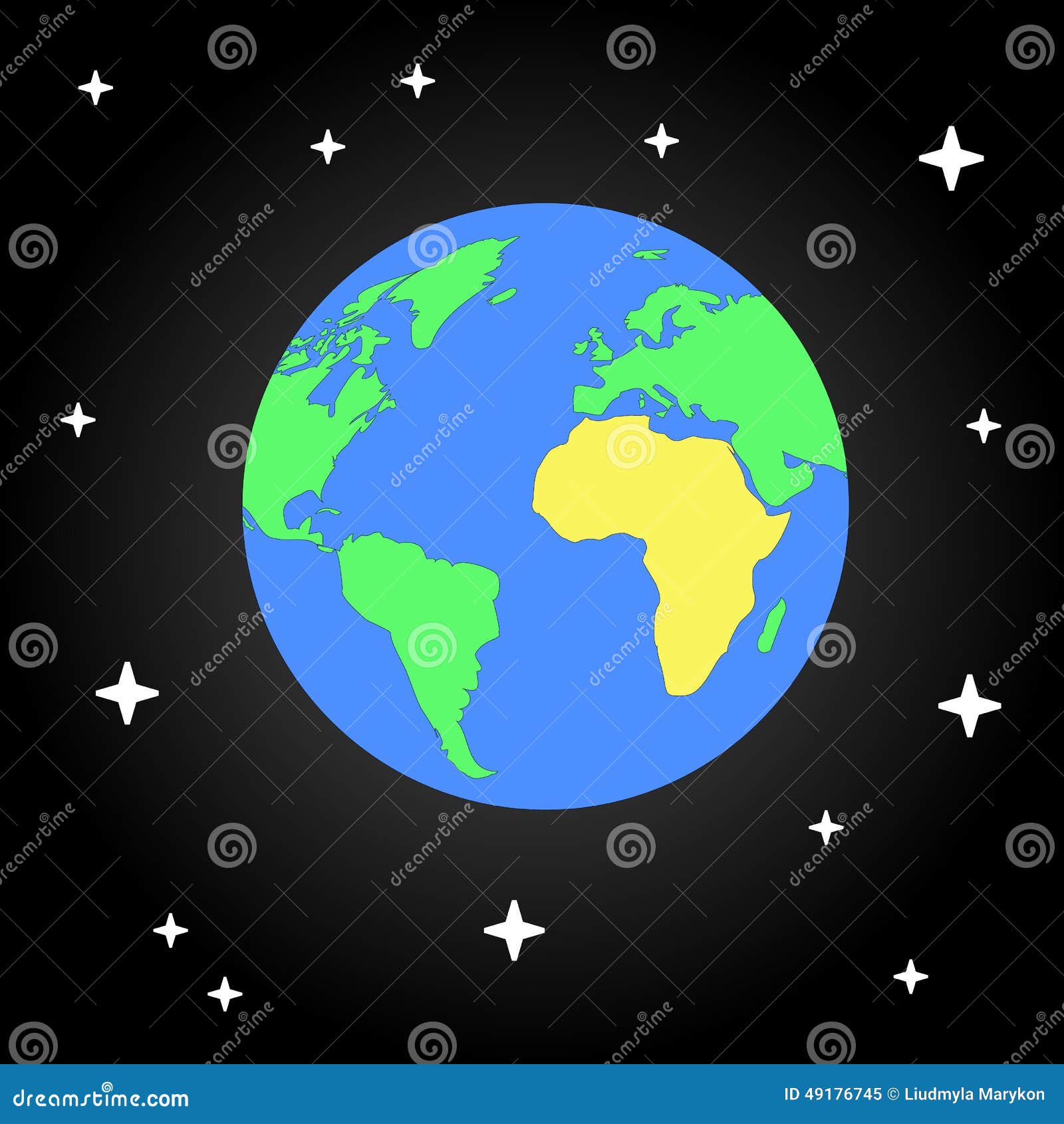 Earth and Star. Flat Design Space Illustration Stock Vector ...