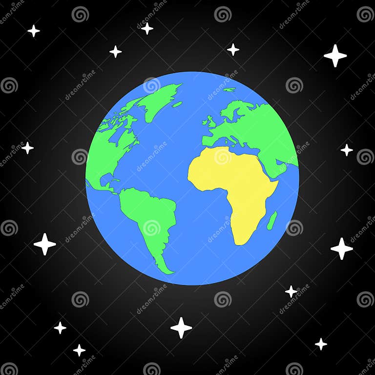 Earth and Star. Flat Design Space Illustration Stock Vector ...