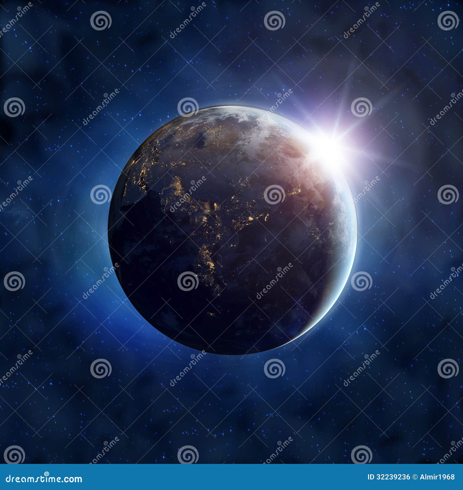 Earth and sun stock illustration. Illustration of earth - 32239236