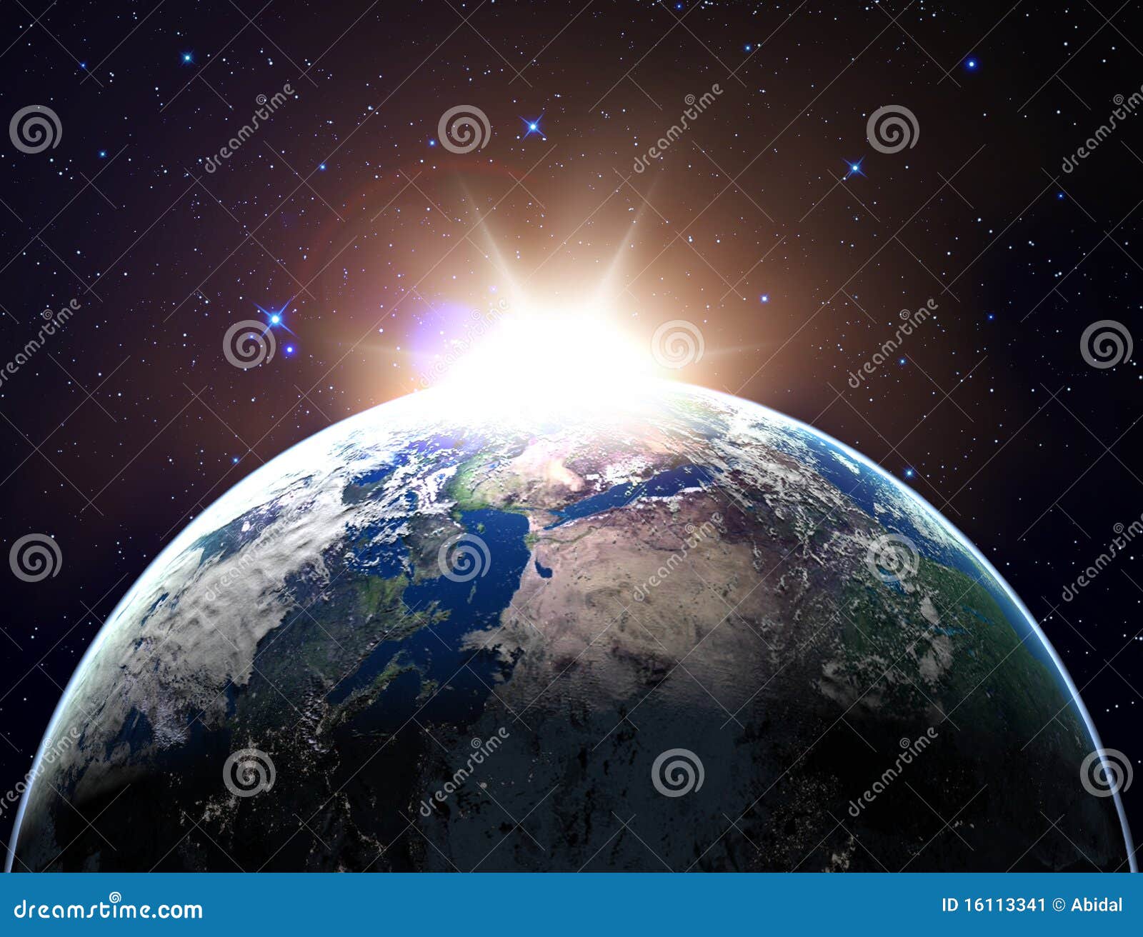 Earth with sun light stock illustration. Illustration of orbiting ...