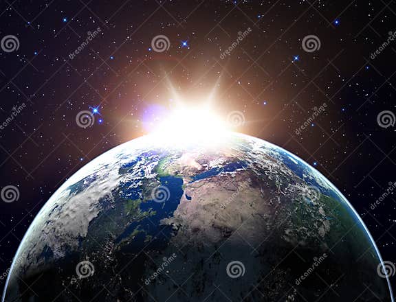 Earth with sun light stock illustration. Illustration of orbiting ...