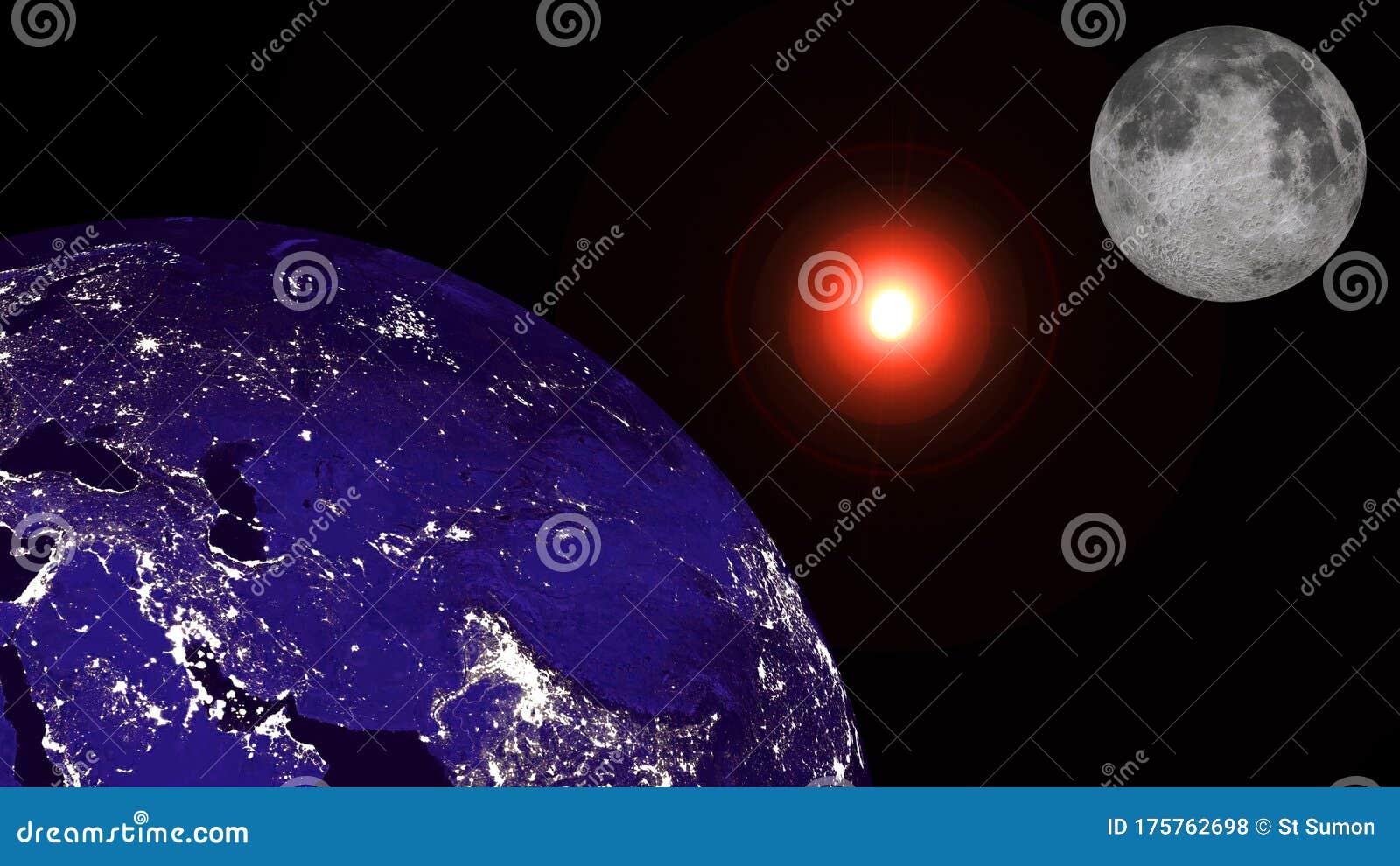 Earth Sun Moon Lunar Solar Eclipse Outer Space Planet. Elements of this ...