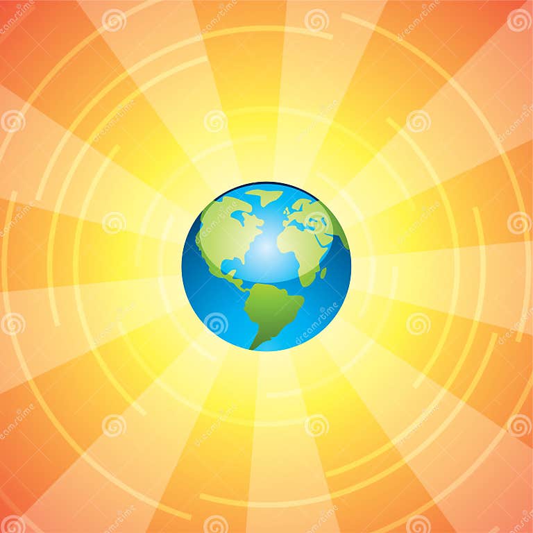 Earth and sun rays stock vector. Illustration of vector - 19843938