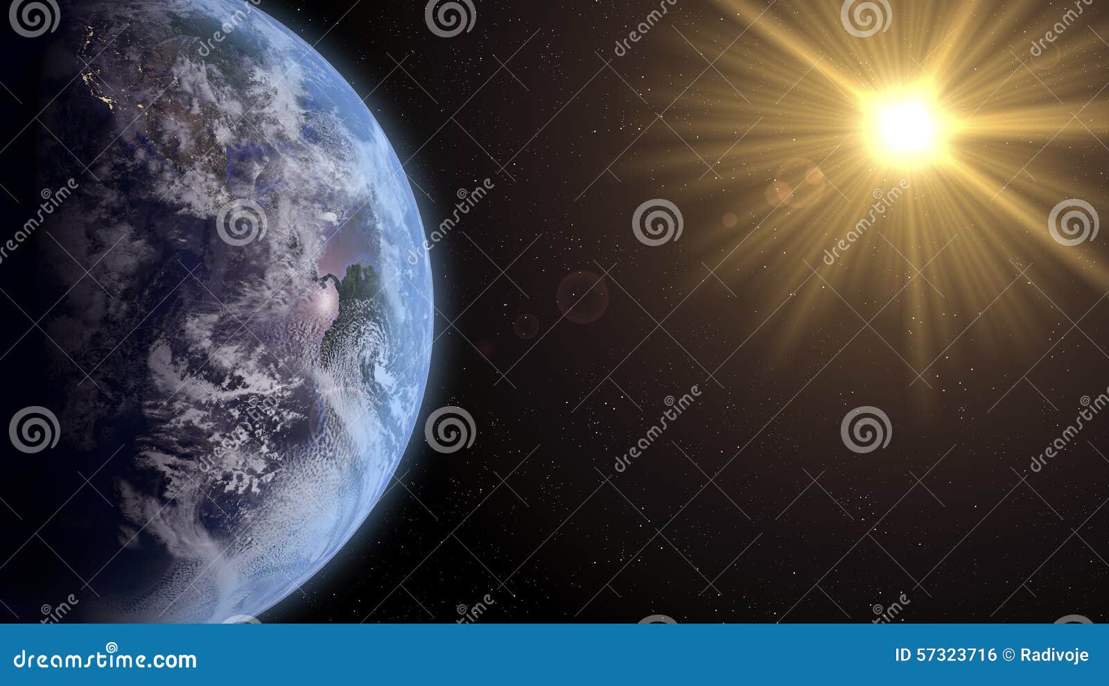 Earth with Sun Rising stock illustration. Illustration of environment ...